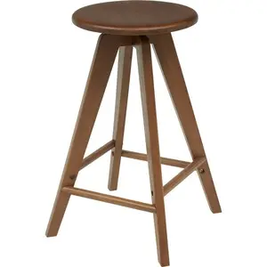JONATHAN Y Ceren Midcentury Round Solid Wood Backless Bar Stool - Walnut (25.5" Counter Stool)